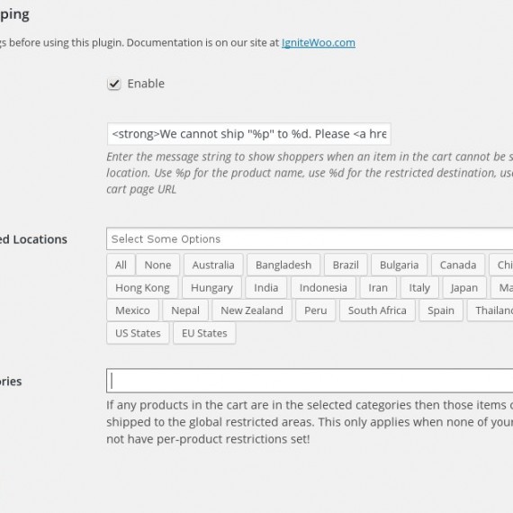 Woocommerce Restrict Shipping